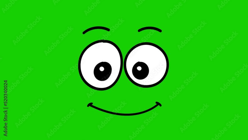Happy cartoon face on a green screen. Happy cartoon face with alpha ...