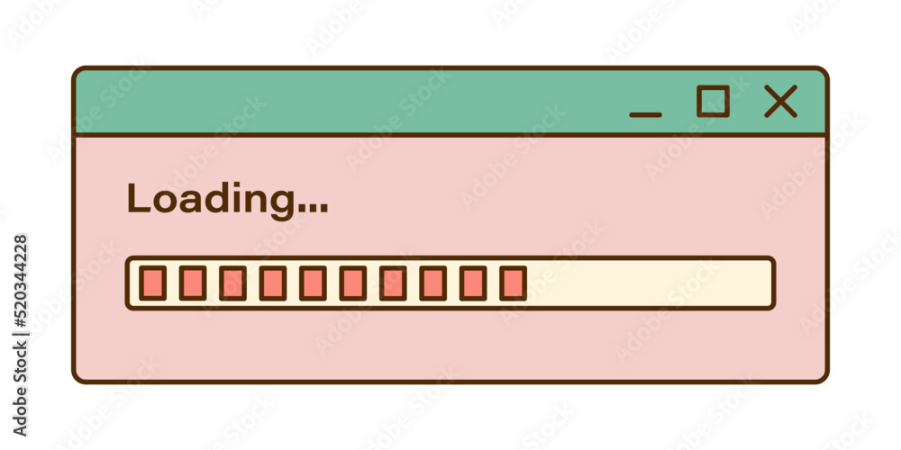Vector retro loading window. Nostalgic UI. Retro vaporwave computer ...