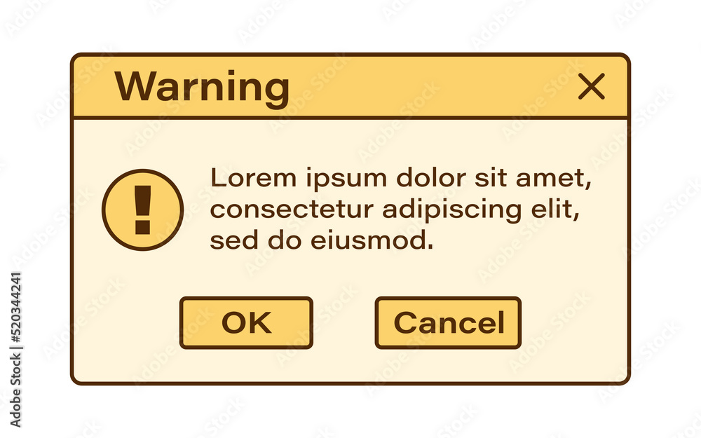 Vector retro vaporwave modal window. Vintage warning dialog windows ...