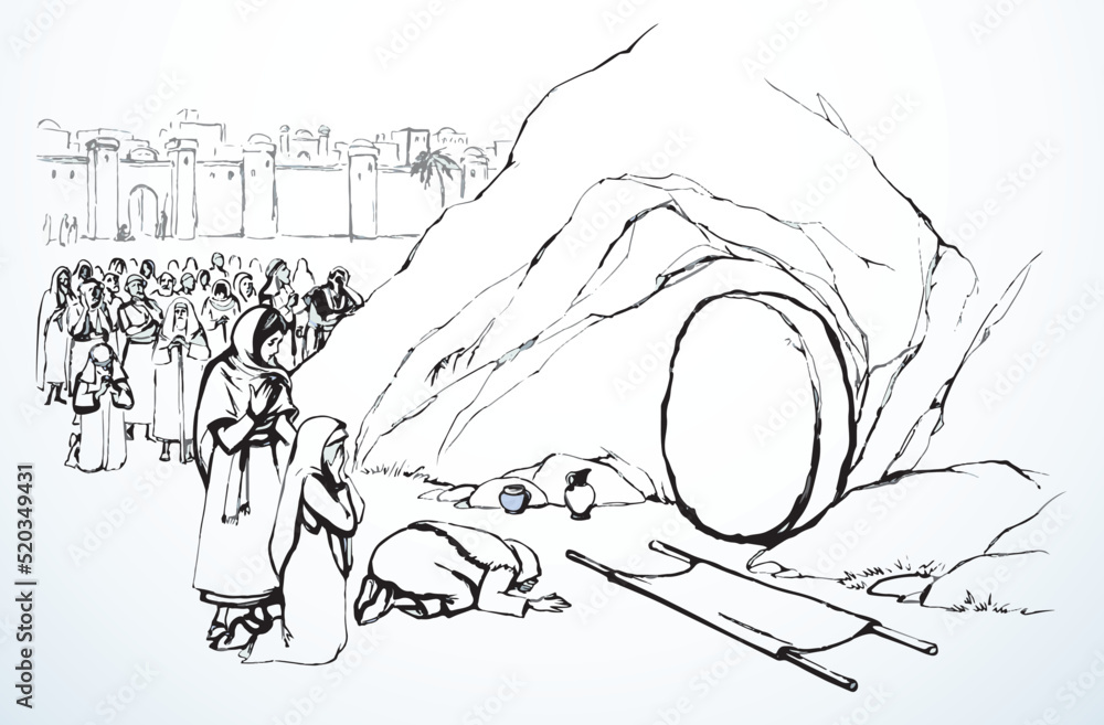 Vetor de Funeral procession of Lazarus. Pencil drawing do Stock | Adobe ...