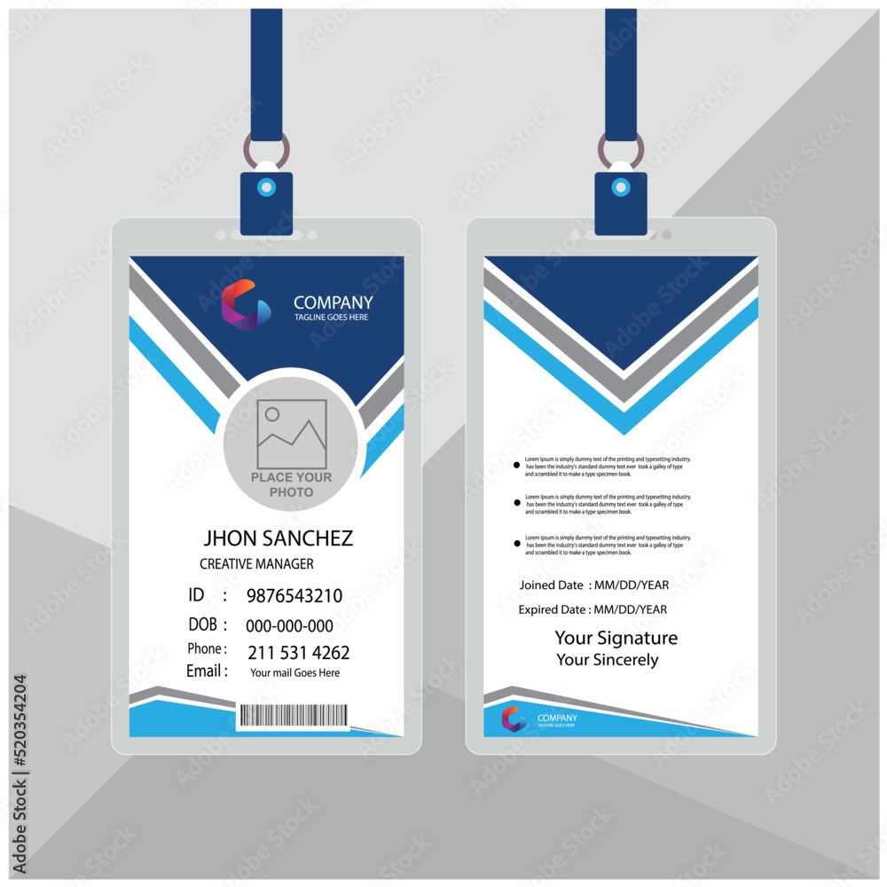 Professional Employee ID card, Best company id card, Business Id Card ...