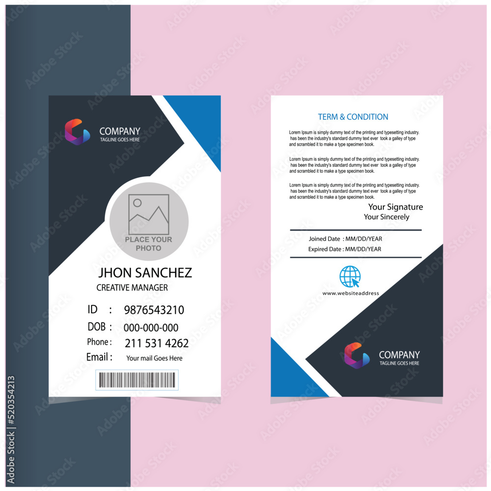 Professional Employee ID card, Best company id card, Business Id Card ...