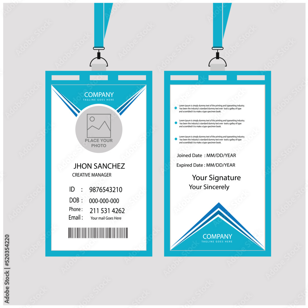 Professional Employee ID card, Best company id card, Business Id Card ...