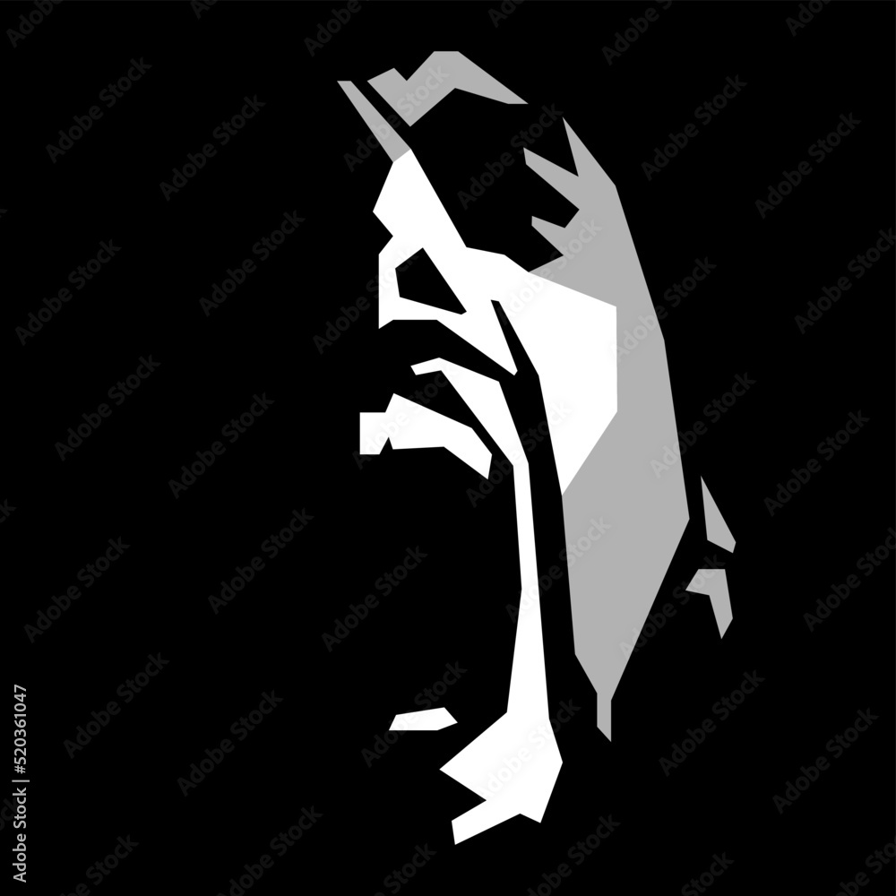 Vecteur Stock vector black and white light and shadow image. silhouette of a man's face that ...