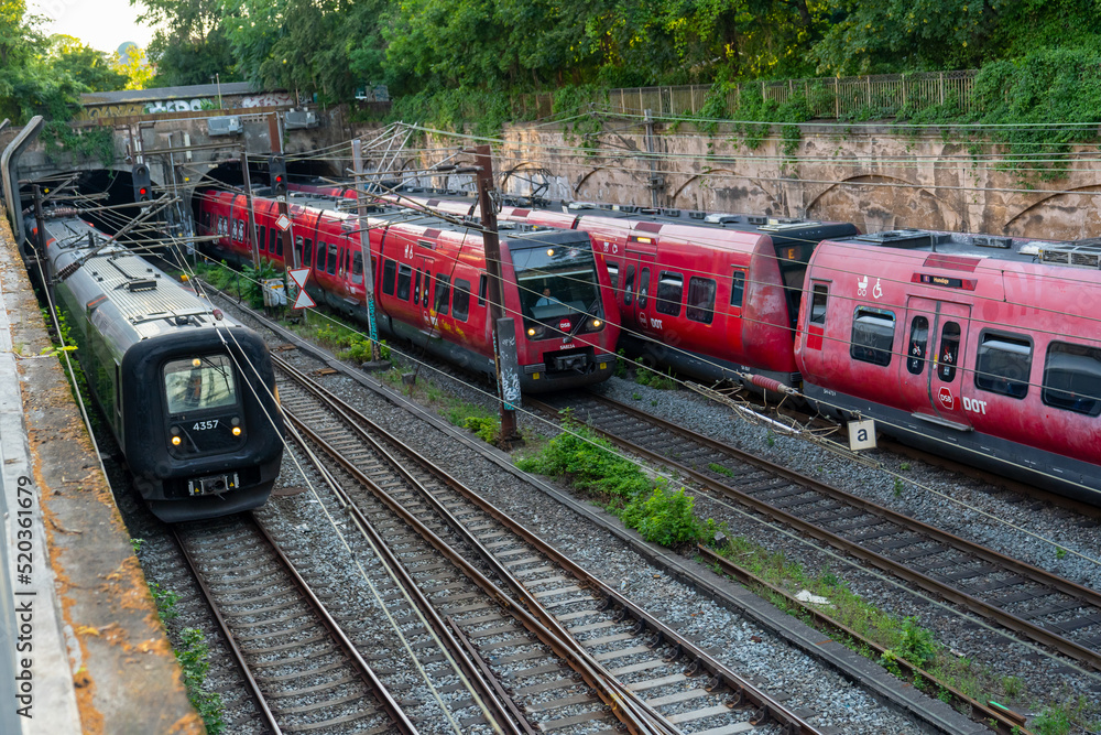 Electric normal and high speed train operating in Copenhagen, the city ...