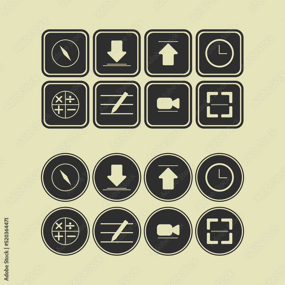 Set of smartphone menu icons for design. Consists of two versions ...