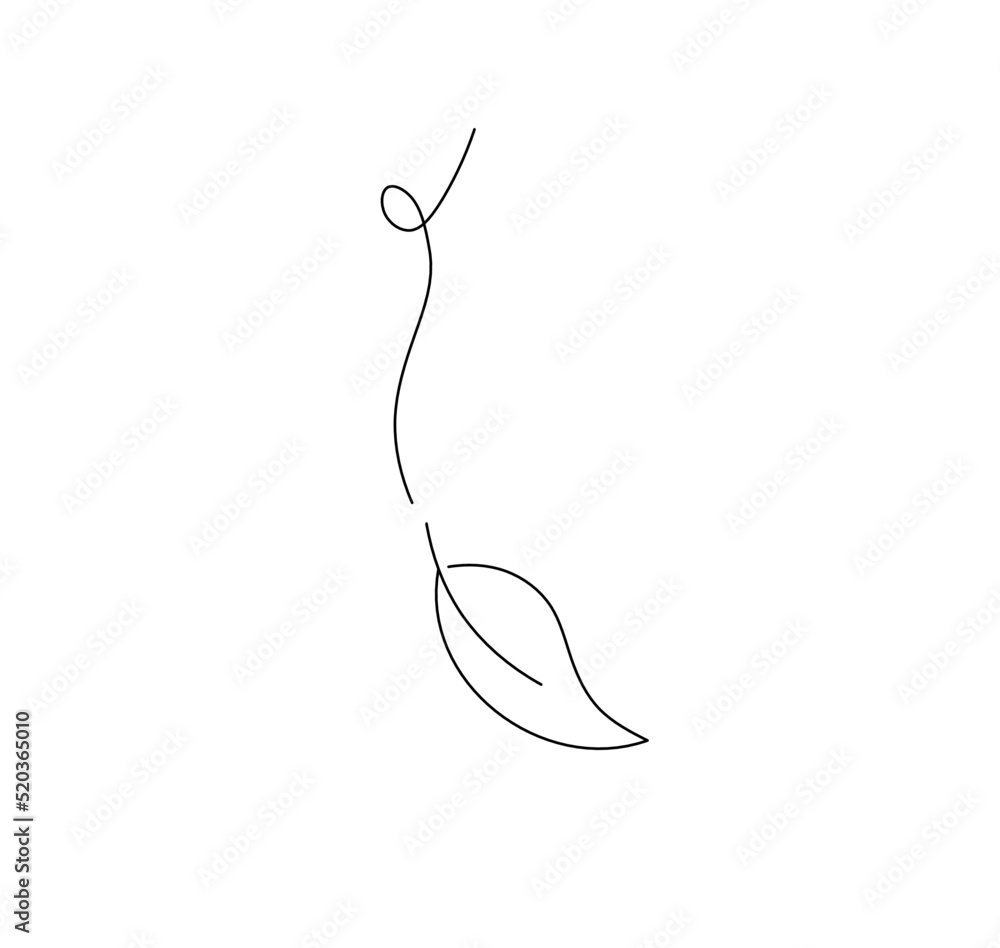Vector isolated small simple falling leaf with the line trajectory of ...