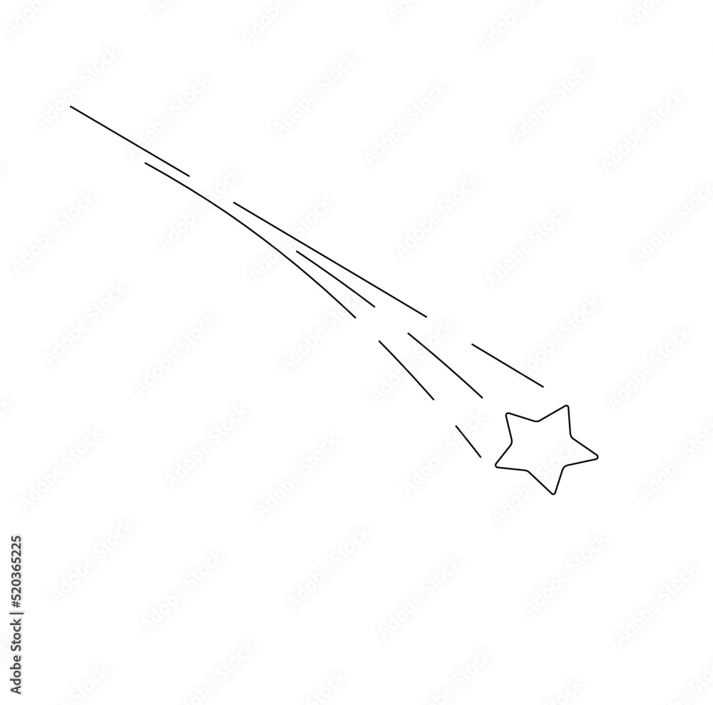 Vector isolated one falling star with long trail colorless black and ...