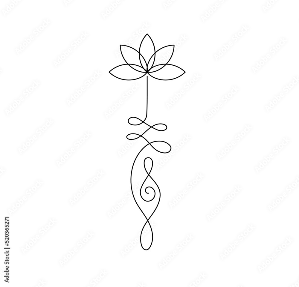 Vetor de Vector isolated unalome with lotus sacred buddhist line hand ...