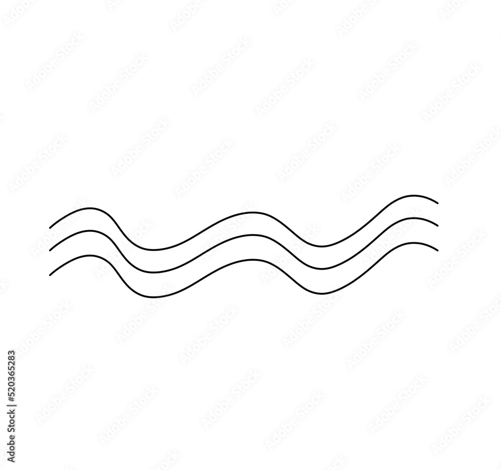 Vector isolated triple line waves colorless black and white contour one ...