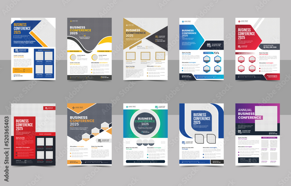 Creative corporate business conference flyer brochure template bundle ...
