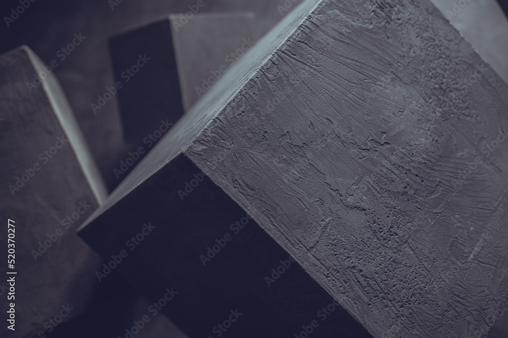 Cement blocks near wall background construction concept. Concrete cube ...