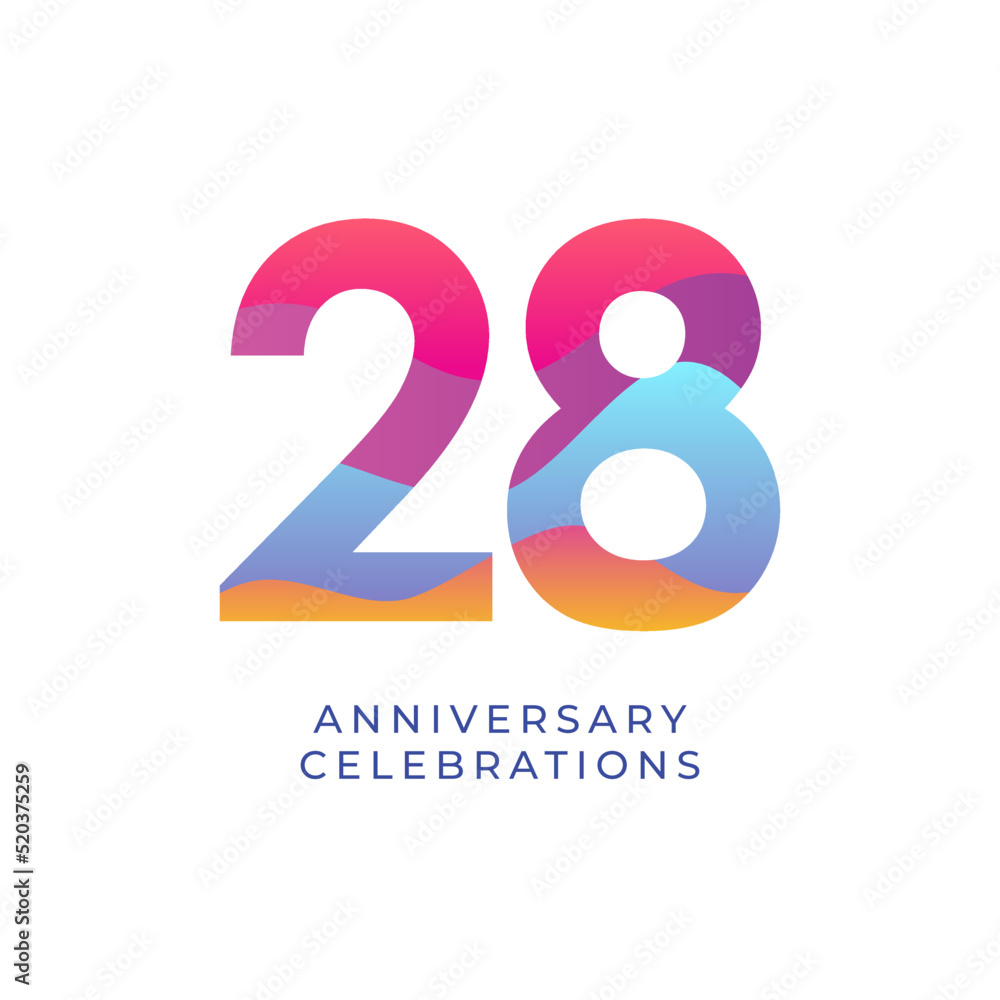 28 year anniversary design template. vector template illustration Stock ...