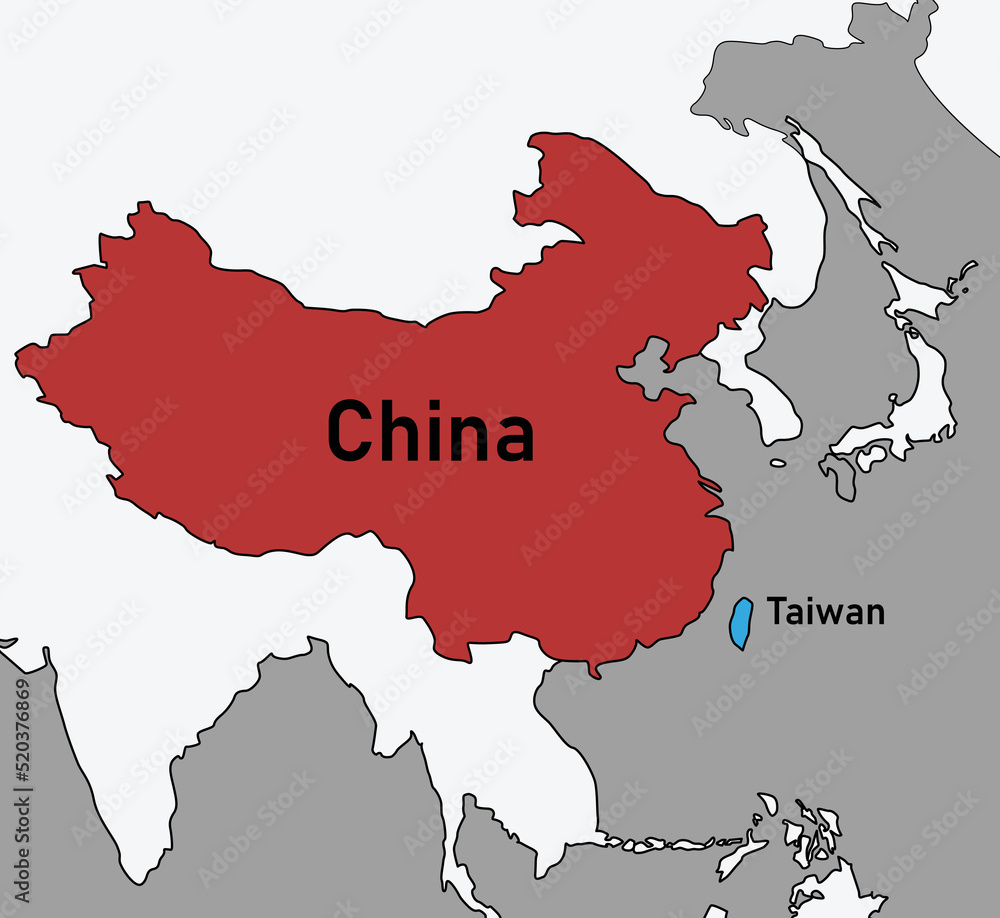 China and Taiwan on a map. Taiwan political map with capital Taipei ...