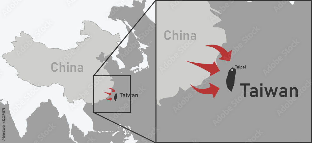 Taiwan, province map, China vector map illustration isolated on ...