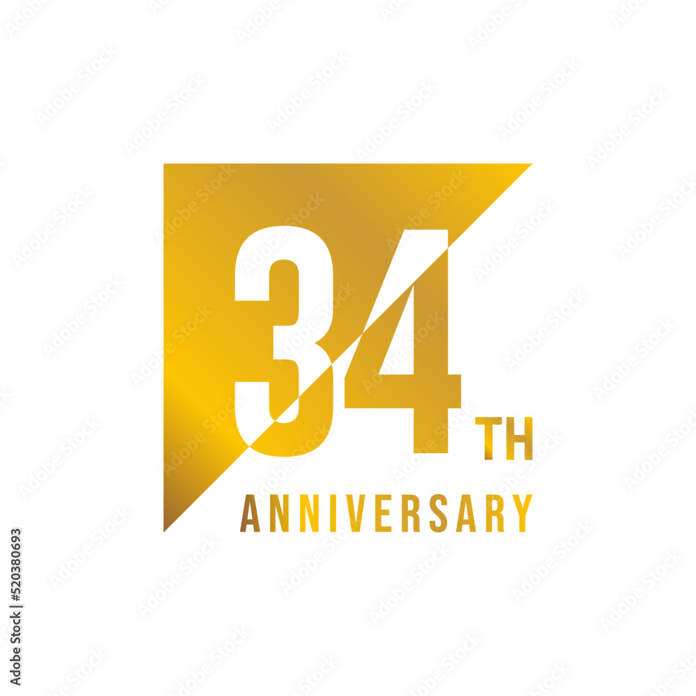 34 year anniversary design template. vector template illustration Stock ...