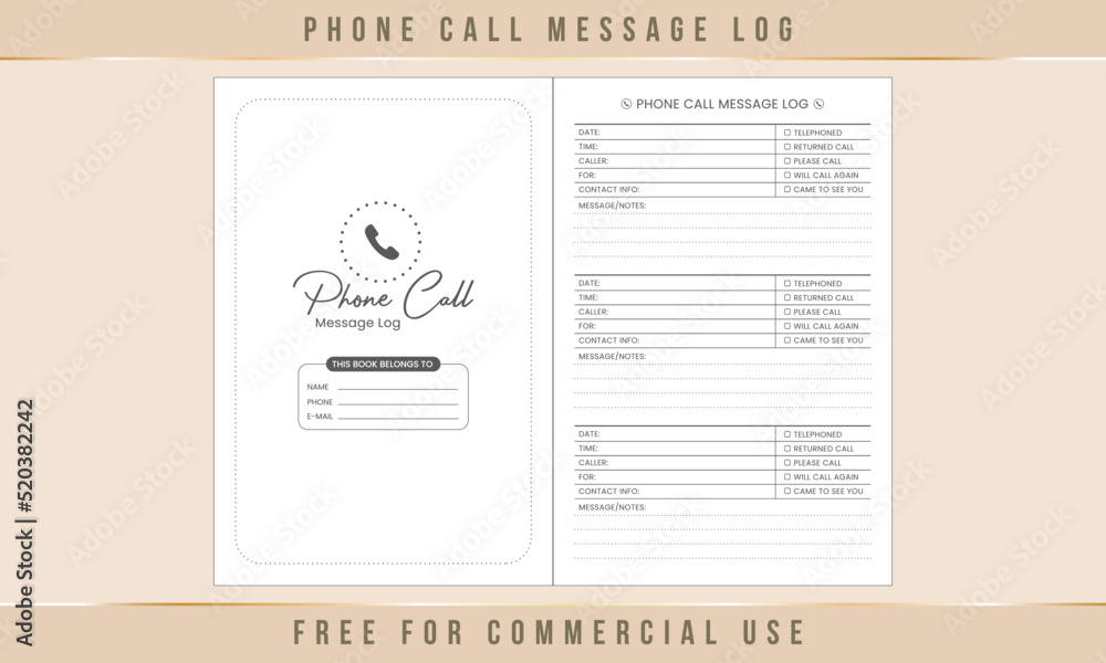 Phone Call Message Log kdp Interior Design Stock Vector | Adobe Stock