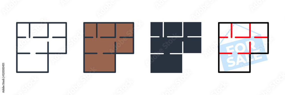 house plan icon logo vector illustration. floor plan symbol template ...