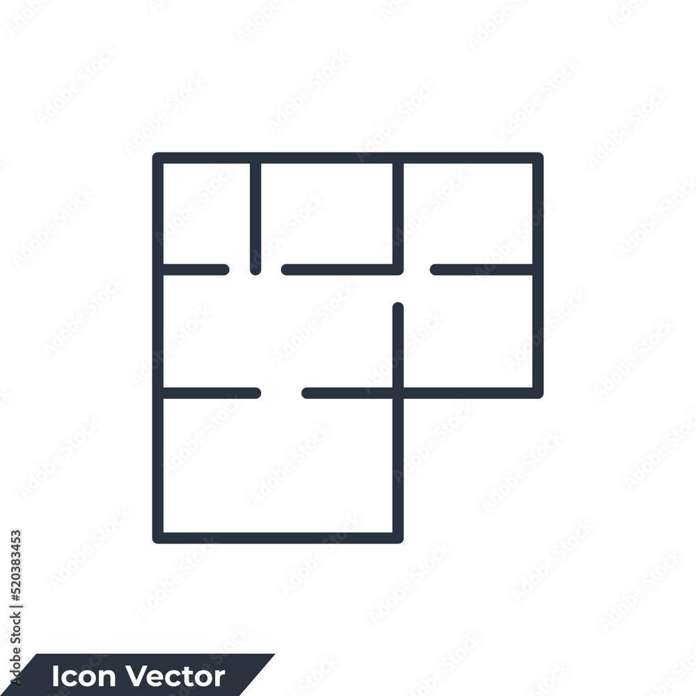 house plan icon logo vector illustration. floor plan symbol template ...