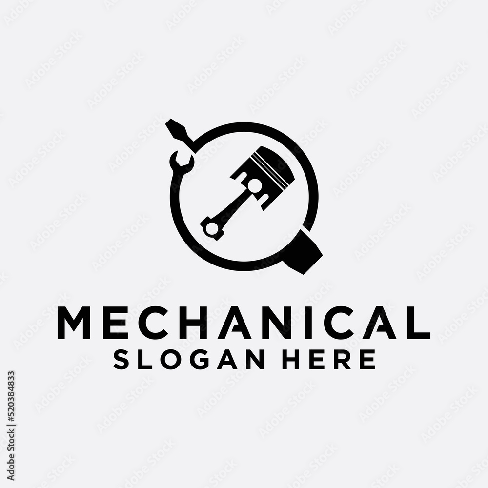 Mechanic logo vehicle and industrial engine repair logo design ...