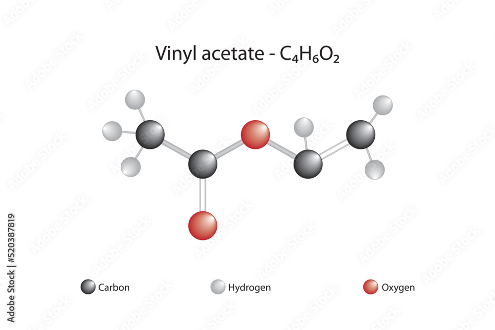 Molecular formula and chemical structure of vinyl acetate Stock Vector ...