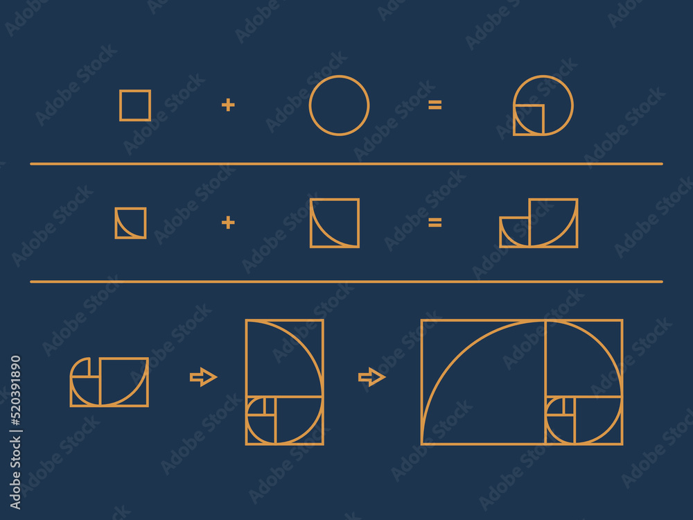 Step by step tutorial for making Golden Spiral. Scalable vector ...