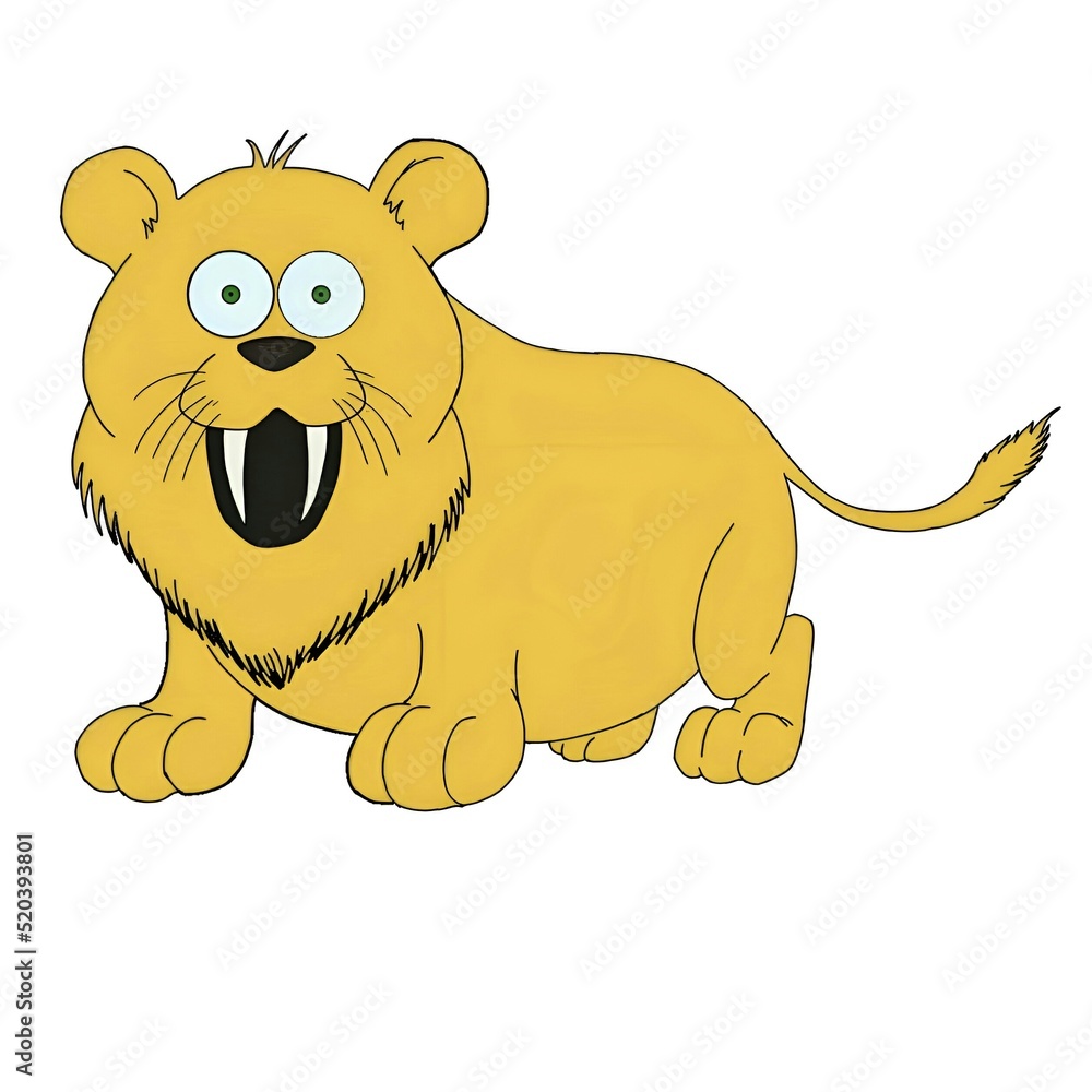 saber-toothed tiger in cartoon style Stock Illustration | Adobe Stock