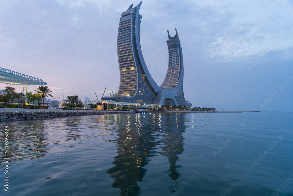 Katara Twin Tower Hotel, Lusail Marina Park Doha, Qatar. Stock Photo ...