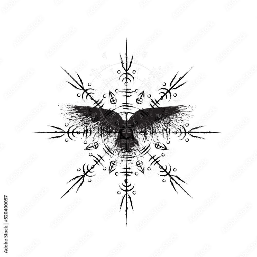 Grunge raven rune circle symbol Stock Vector | Adobe Stock
