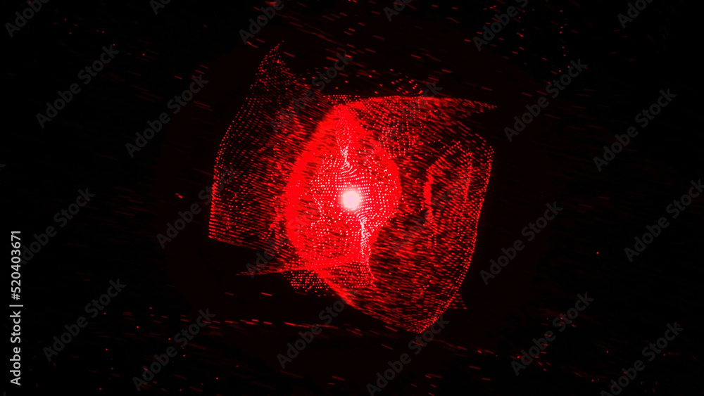 Abstract animation of rotating figure consisting of small moving ...