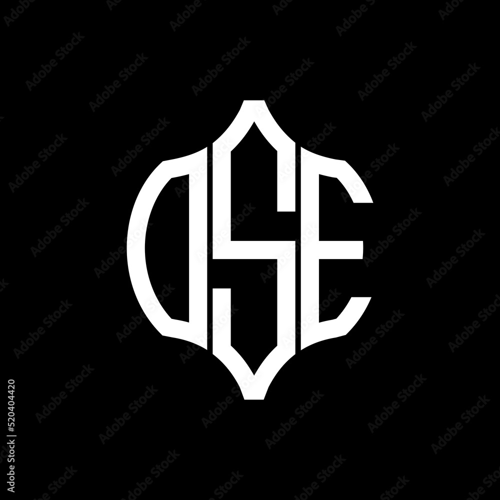 OSE letter logo. OSE best black background vector image. OSE Monogram ...