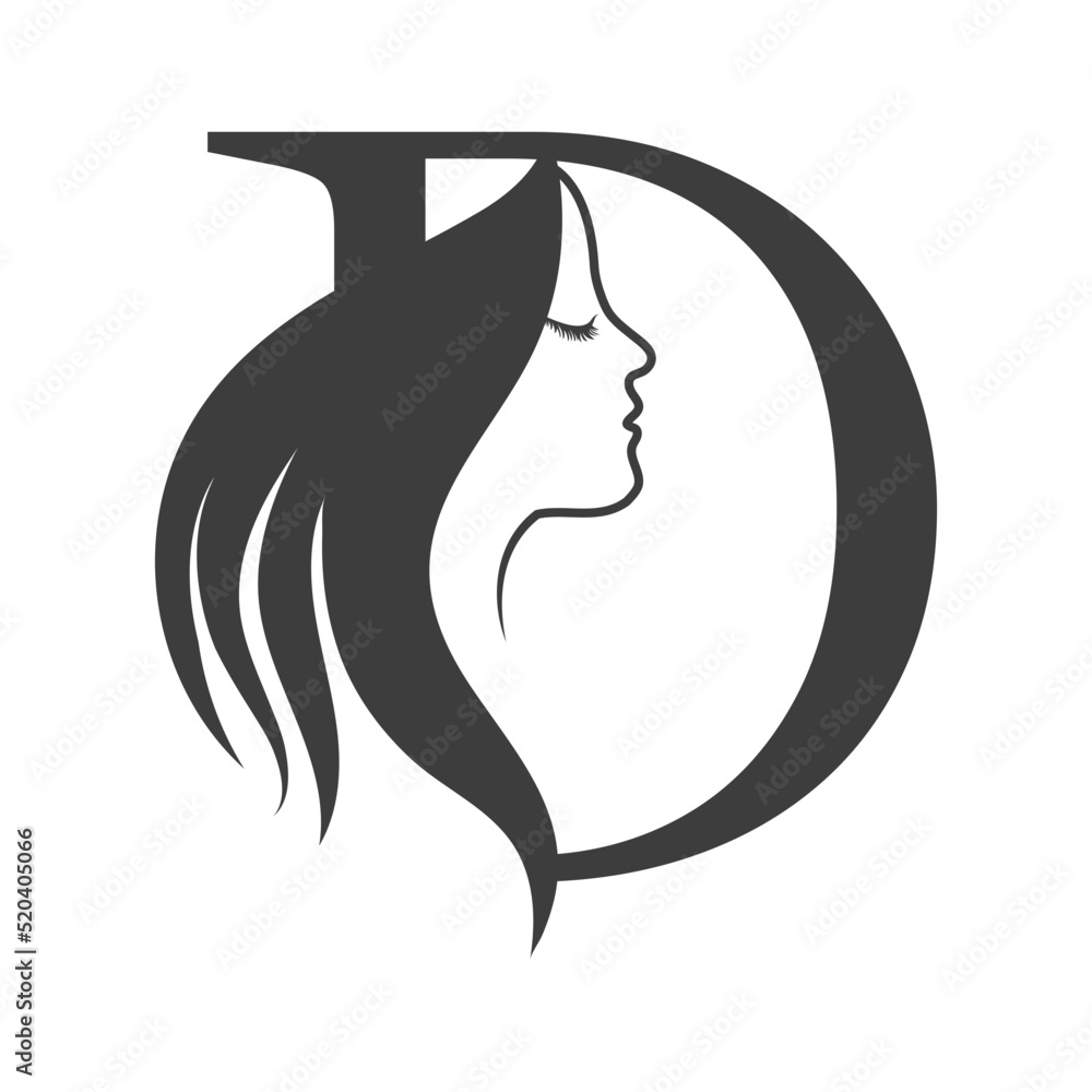 Woman face Letter D beauty logo design. Stock Vector | Adobe Stock
