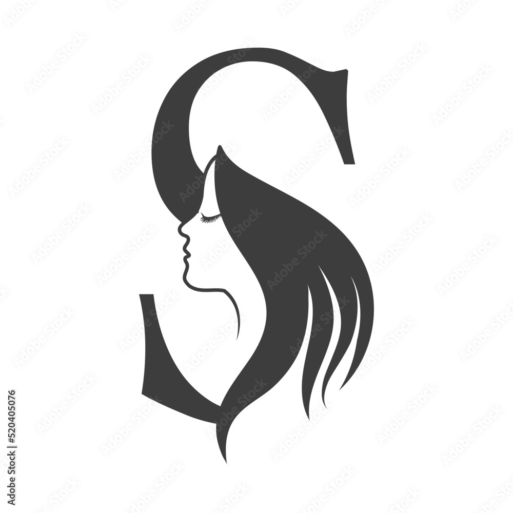 Woman face Letter S beauty logo design. Stock Vector | Adobe Stock