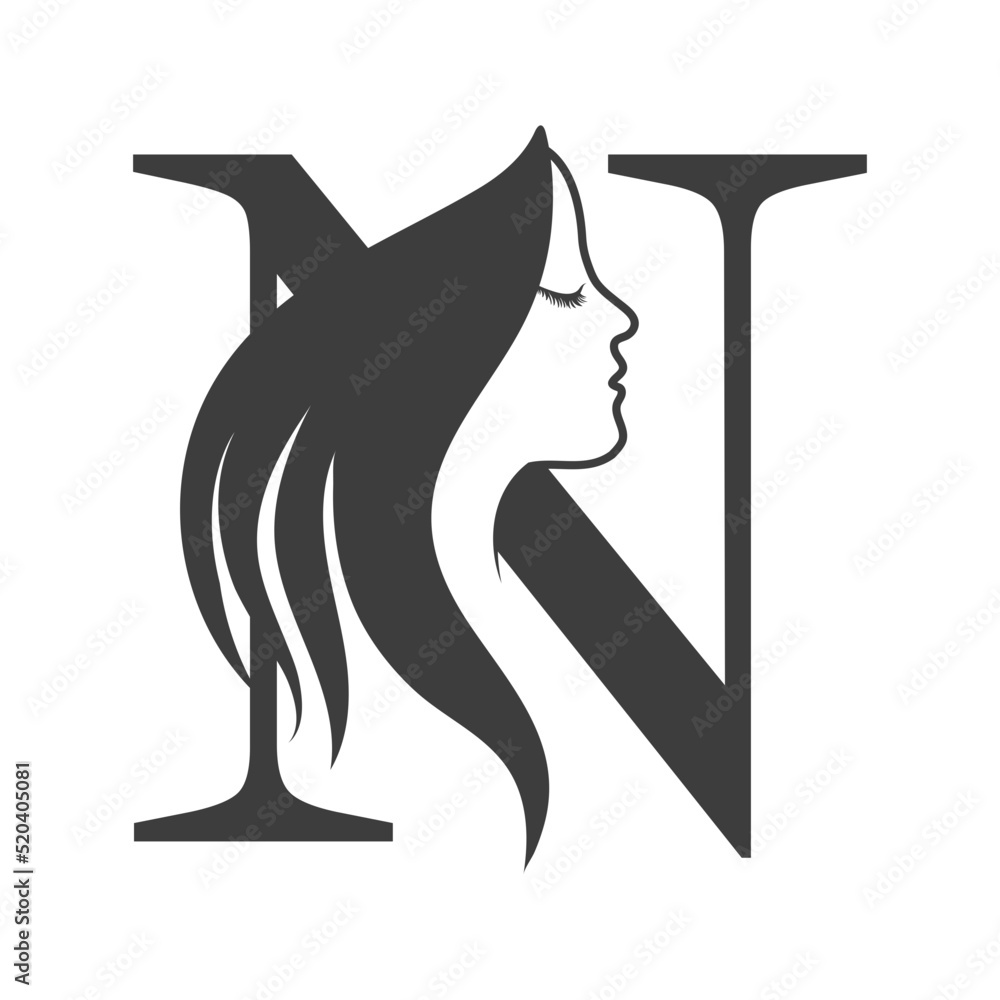 Woman face Letter N beauty logo design. Stock Vector | Adobe Stock