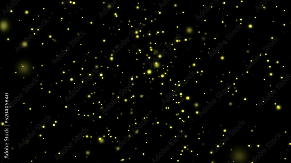 3D animation of luminous particles in black space. Animation. Beautiful ...