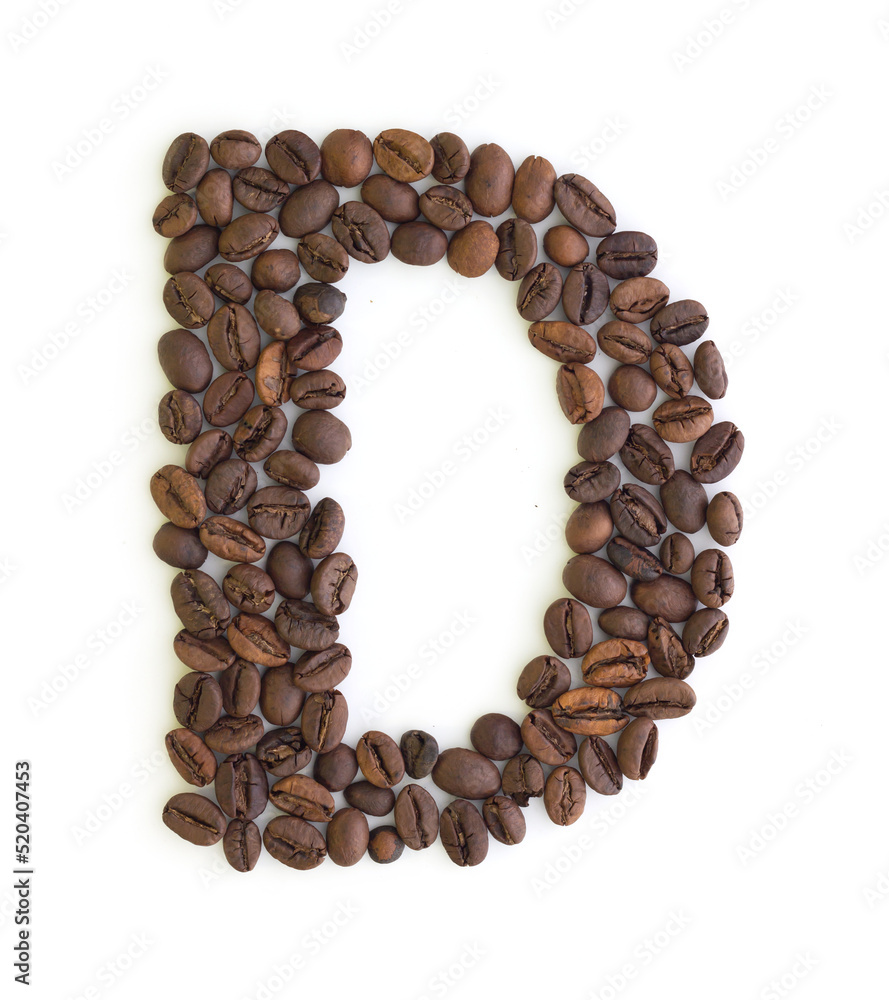 Capital letter D made from coffee beans. Coffee font. Alphabet made ...