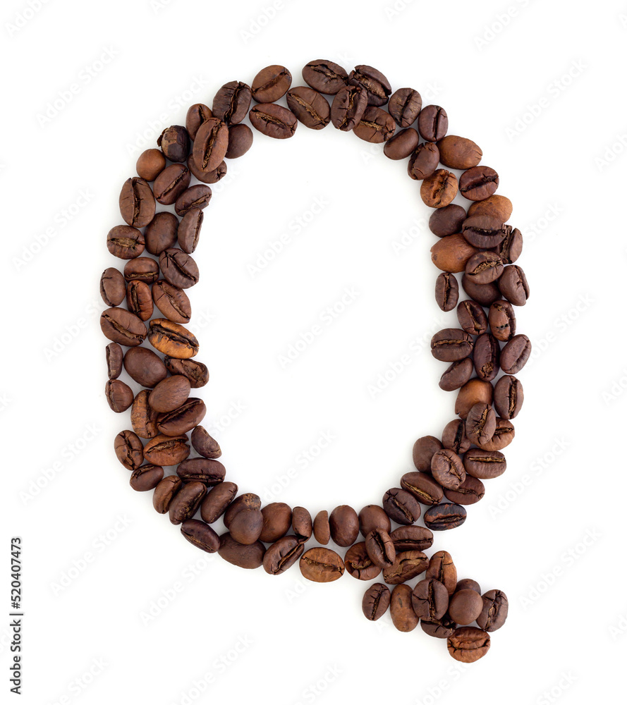 Capital letter Q made from coffee beans. Coffee font. Alphabet made ...