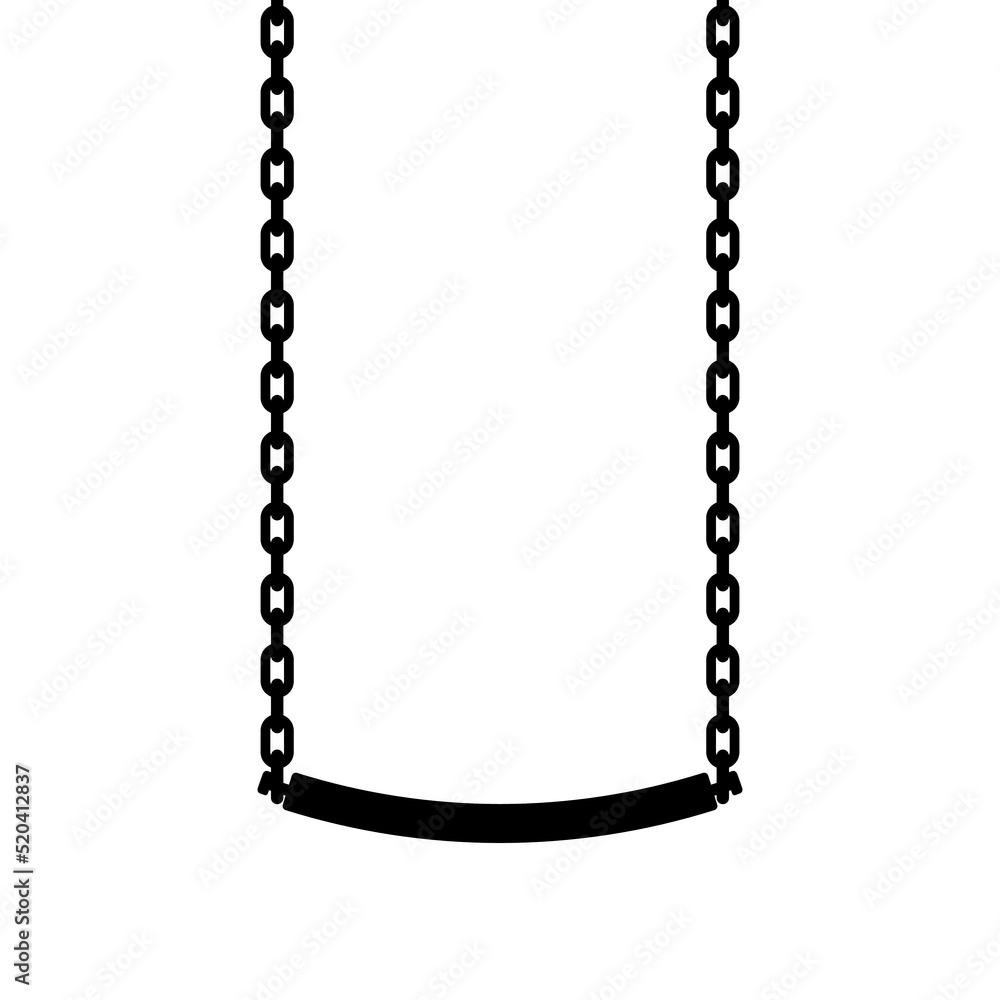 Swing hanging on a chain icon. Black silhouette. Front view. Vector ...