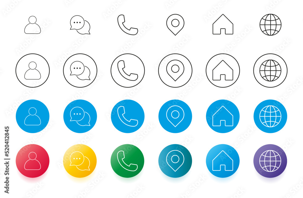 Set of contact icon elements in various forms Stock Vector | Adobe Stock