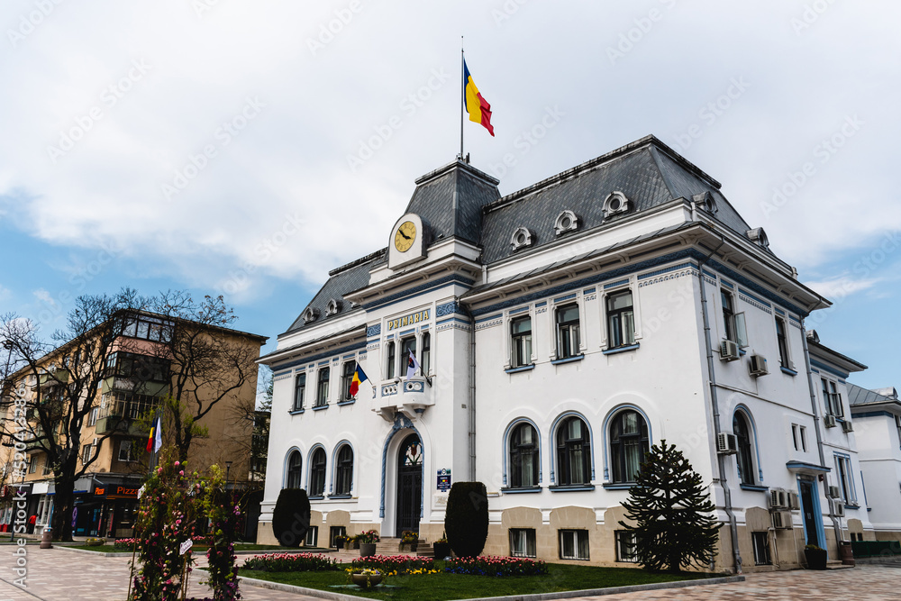 Pitesti City Hall on Victoriei Street in the city center. Pitesti ...