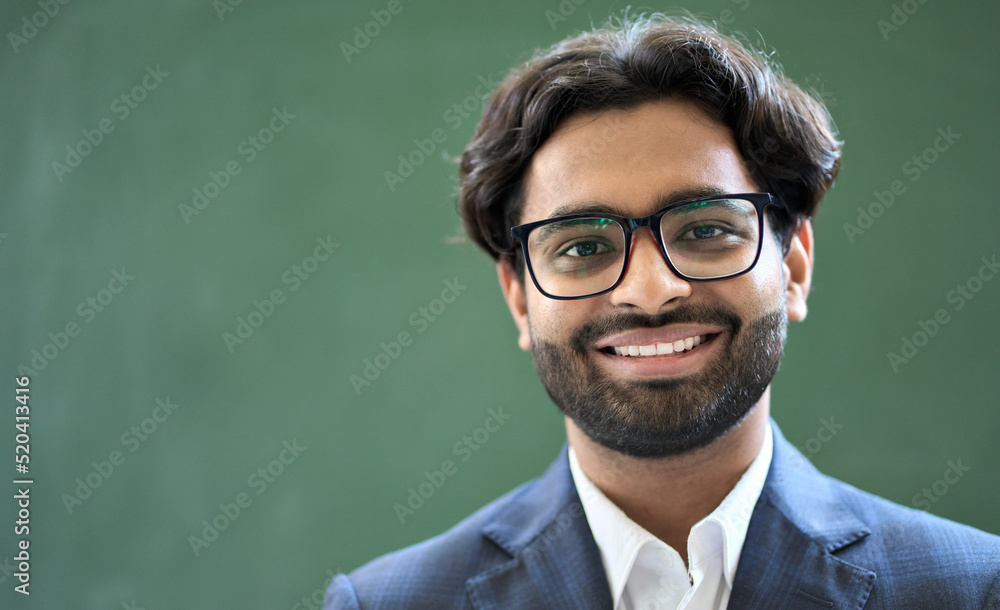 Smiling young indian business man leader, arabic professional manager ...