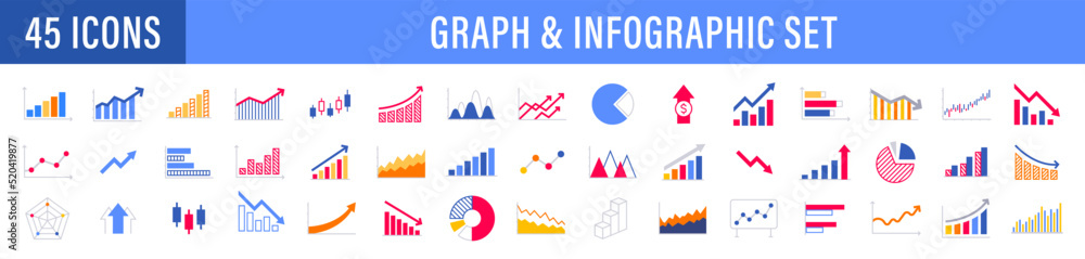 Business graphs and charts icons. Business infographics icons ...