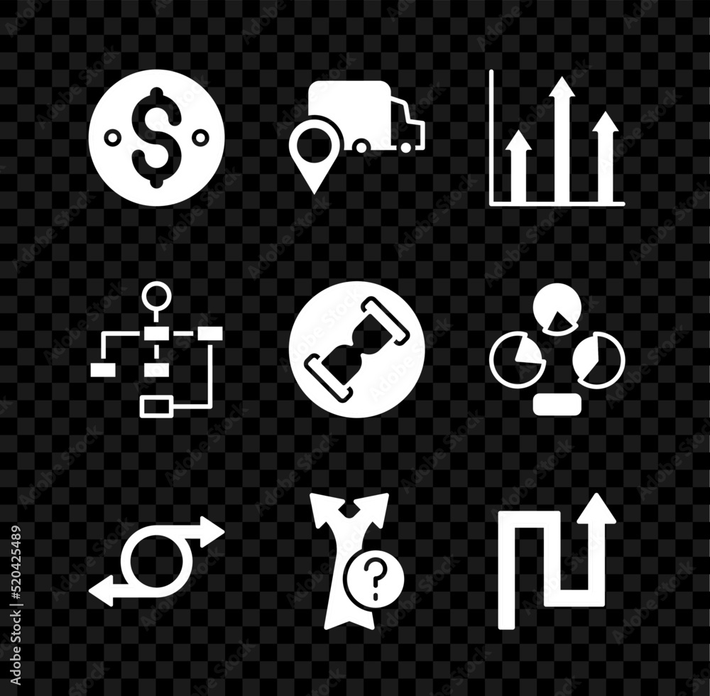 Set Dollar symbol, Delivery tracking, Pie chart infographic, Arrow ... Set Dollar symbol, Delivery tracking, Pie chart infographic, Arrow ...