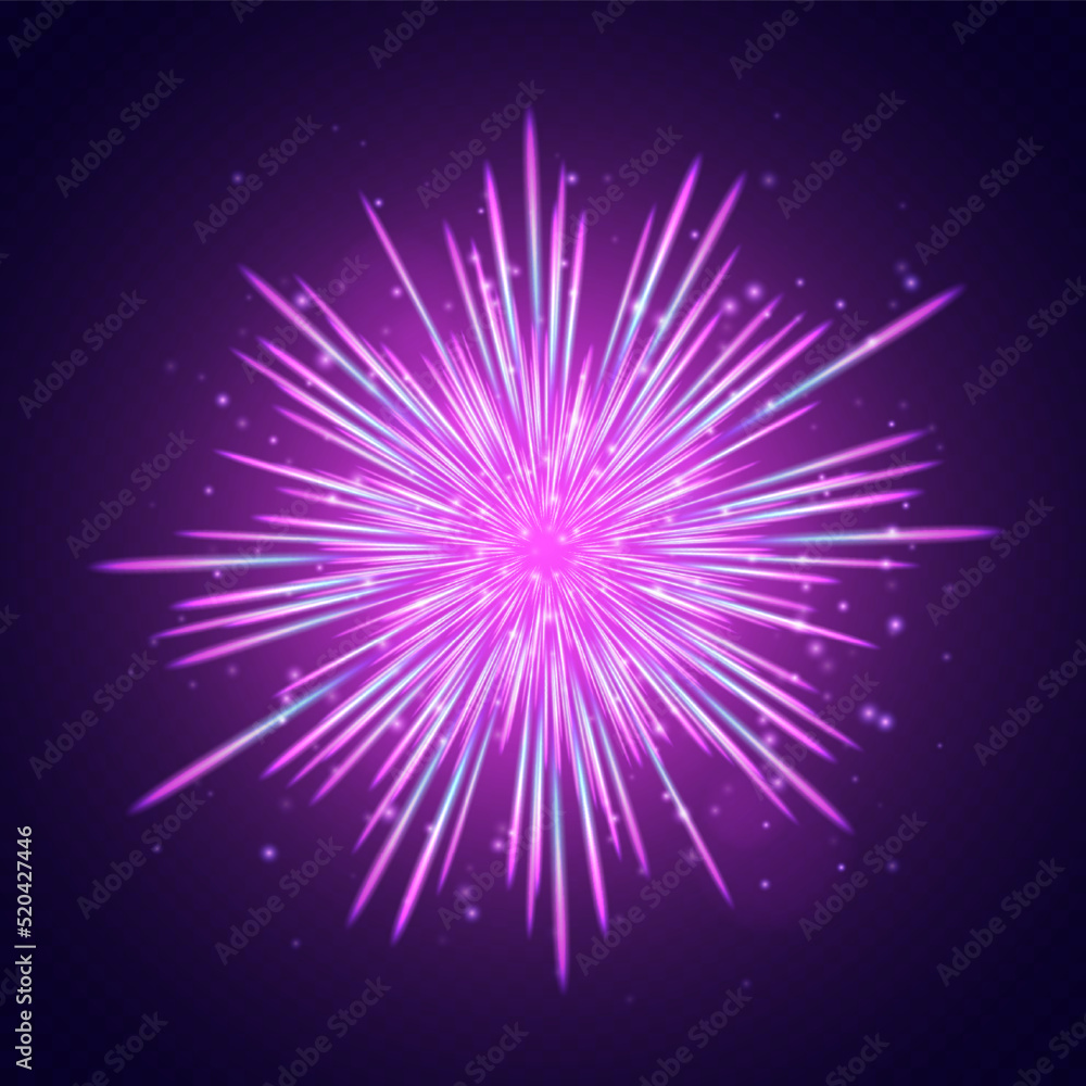 Vektorová grafika „Cosmic star explosion, colorful starburst with rays ...