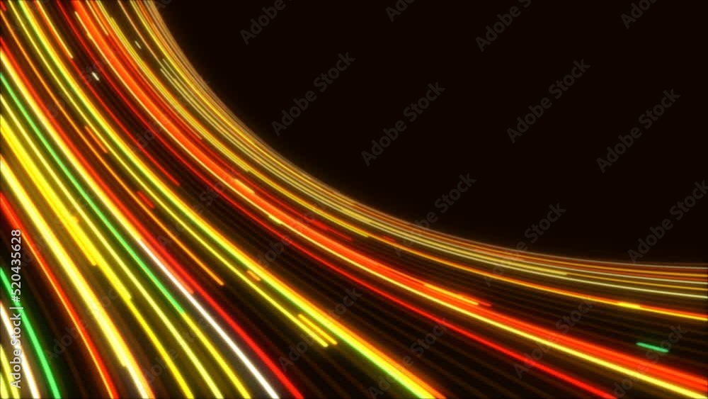 Animated neon fire wave lines. The movement of luminous digital bands ...