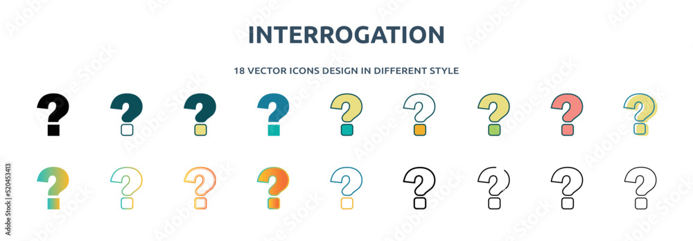 interrogation icon in 18 different styles such as thin line, thick line ...