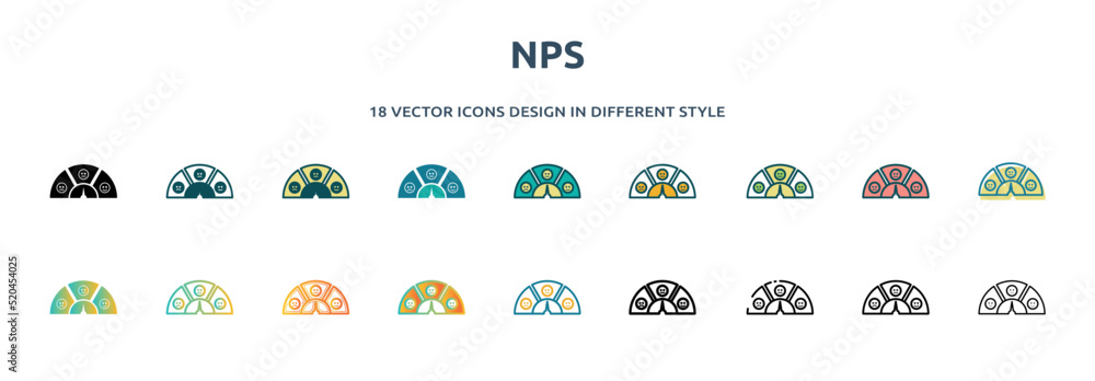 nps icon in 18 different styles such as thin line, thick line, two ...