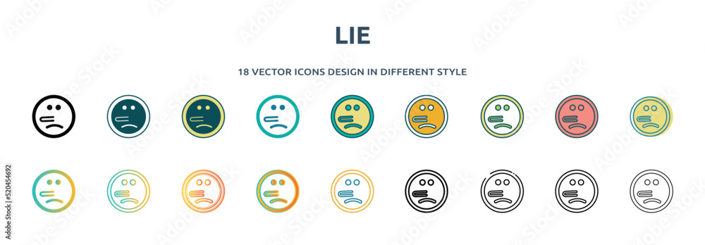 lie icon in 18 different styles such as thin line, thick line, two ...
