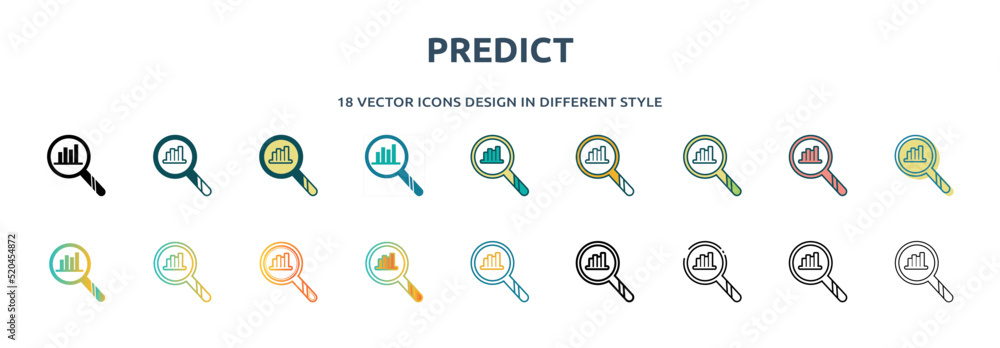 predict icon in 18 different styles such as thin line, thick line, two ...