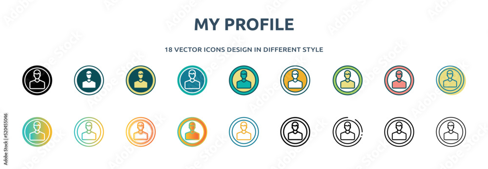 my profile icon in 18 different styles such as thin line, thick line ...